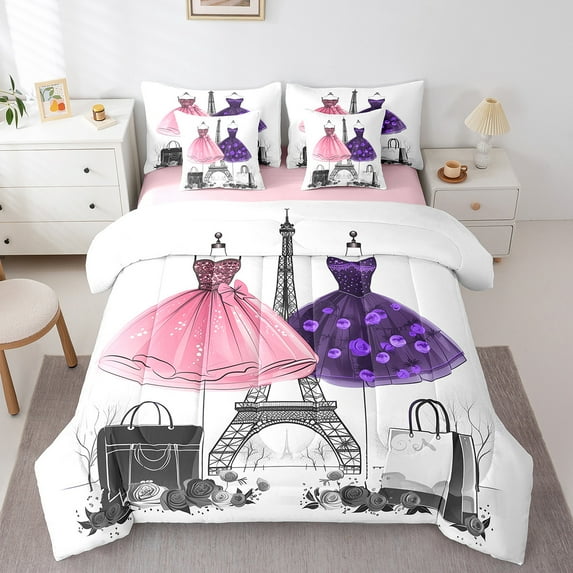 Castle Fairy Floral Princess Dress Twin Bedding Sets,Flower Rose ...