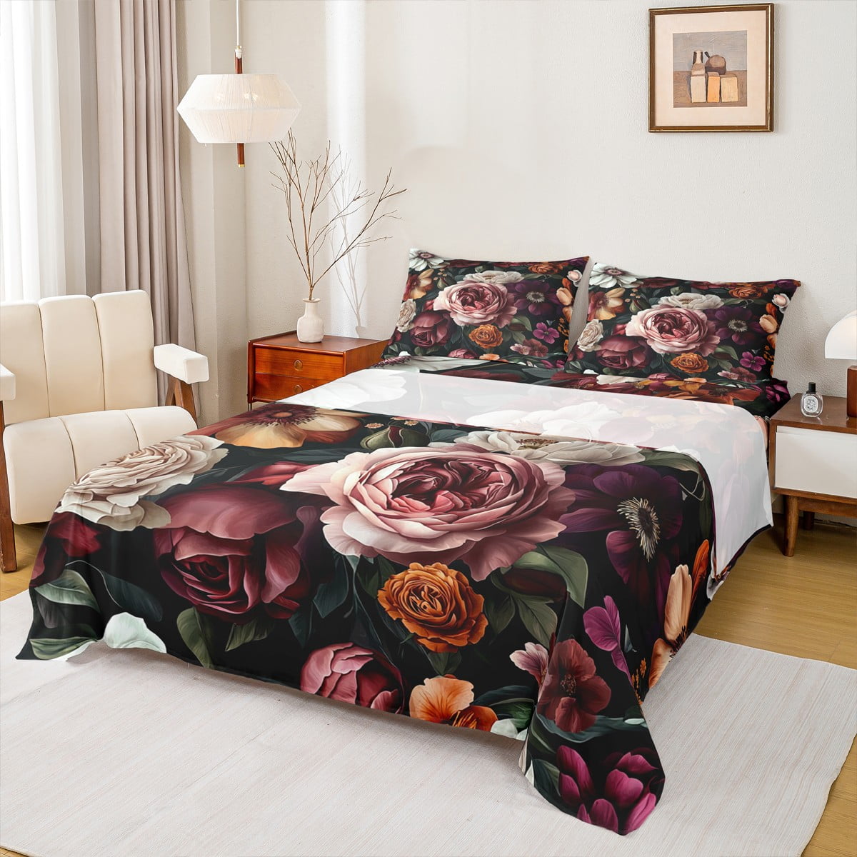 Castle Fairy Floral Rose 4-Piece Full Size Sheets for Teenagers,Chic ...