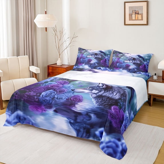 Castle Fairy Flower Crow Wolf Queen Sheet Sets for Teenagers,Romantic ...
