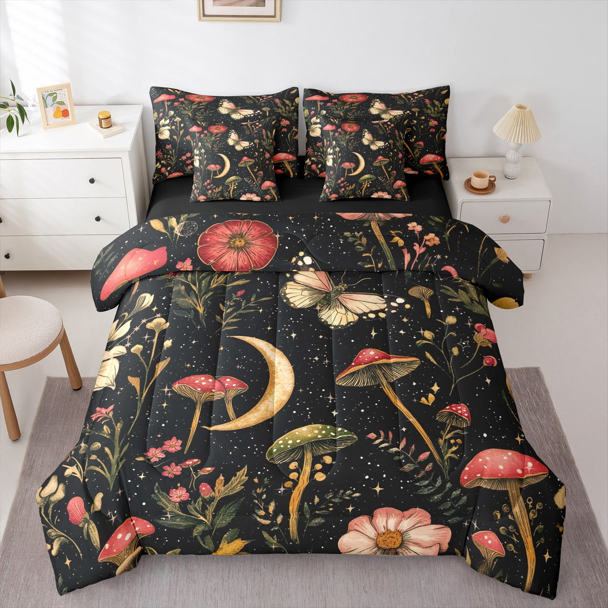 Castle Fairy Flower Mushroom 7 Pieces Bedding Comforter Set for Teens ...
