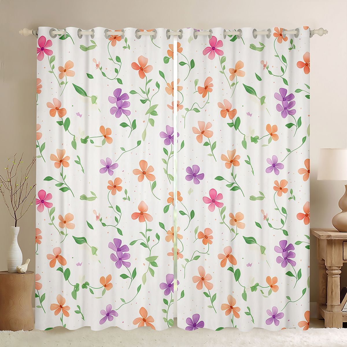 Castle Fairy Flowers Blackout Curtains Set of 2 (52x84 Each),Spring ...