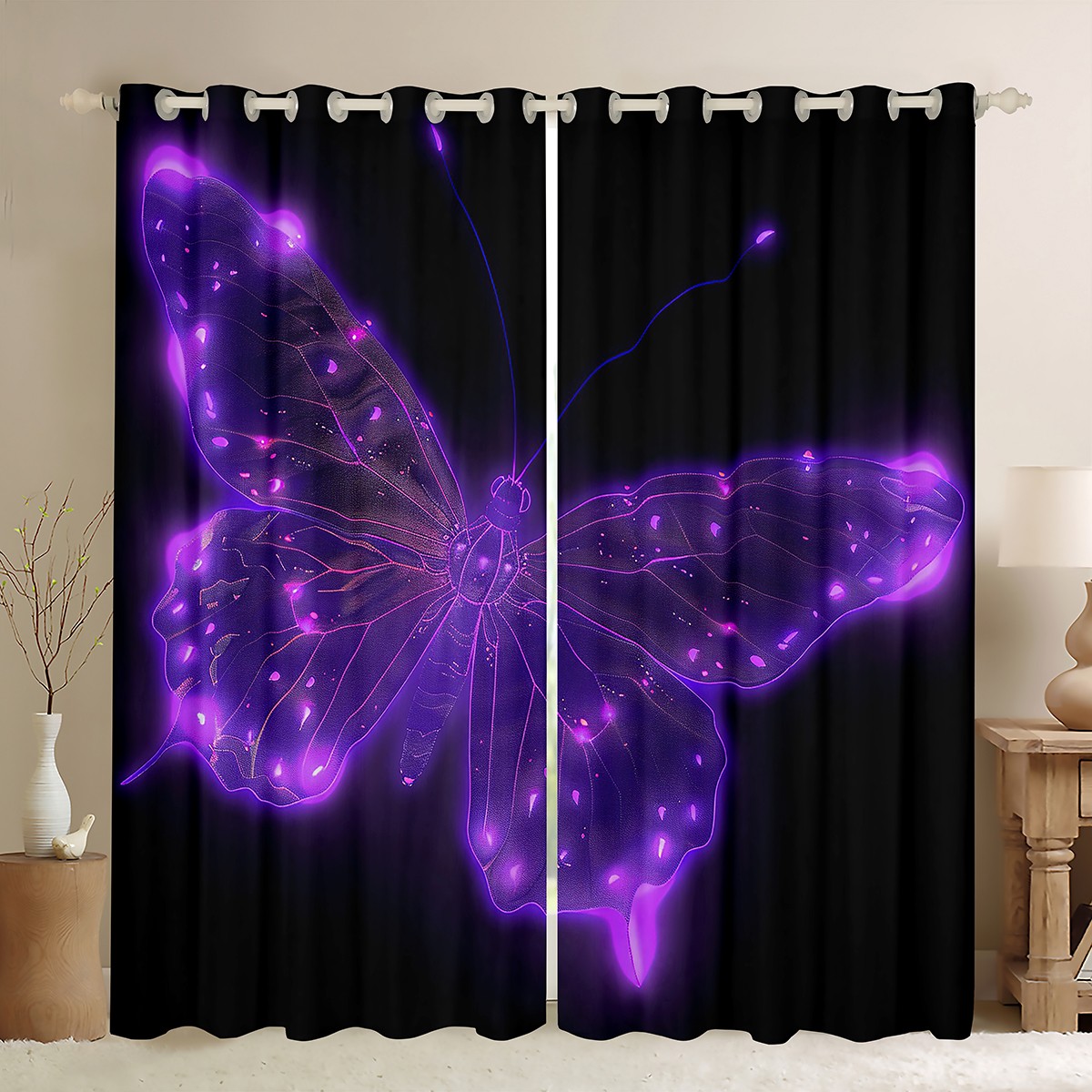 Black And Purple Curtains