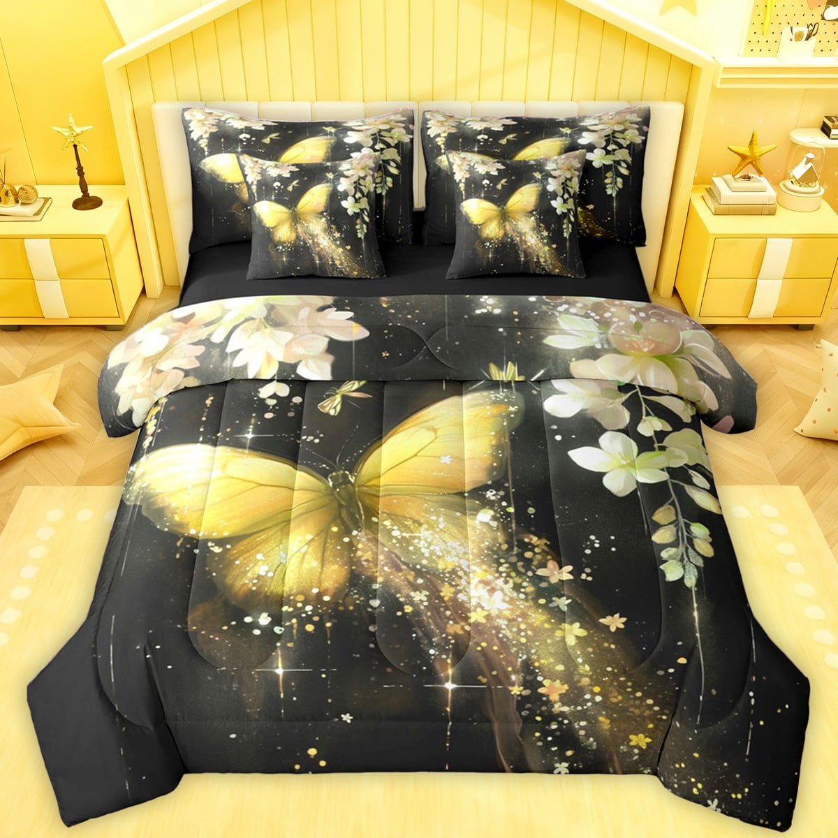 Castle Fairy Flying Butterfly Girl Boy Twin Bedding Sets 7-Piece,Chic ...