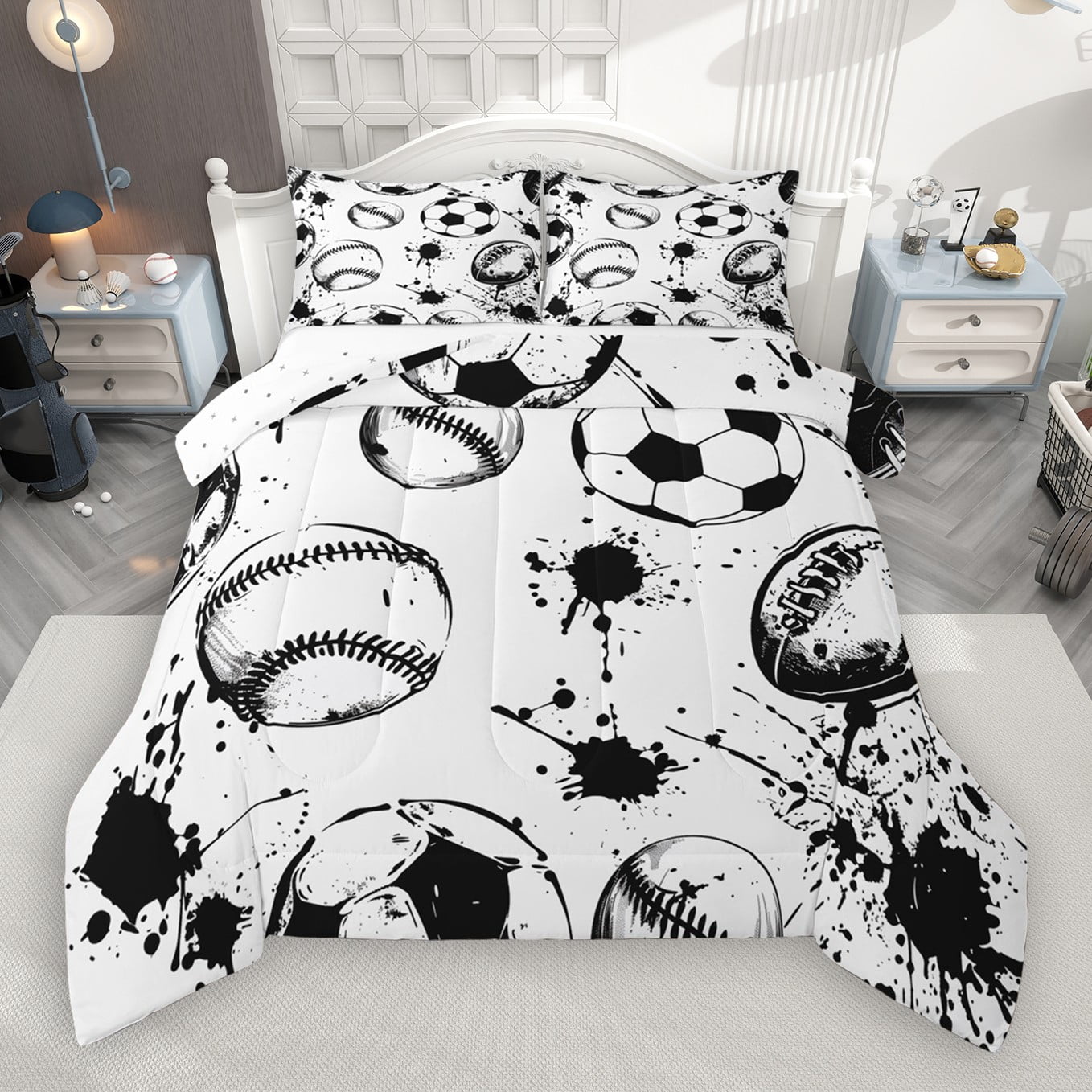 Castle Fairy Football Baseball 2Pcs Bedding Comforter Set for Teens ...