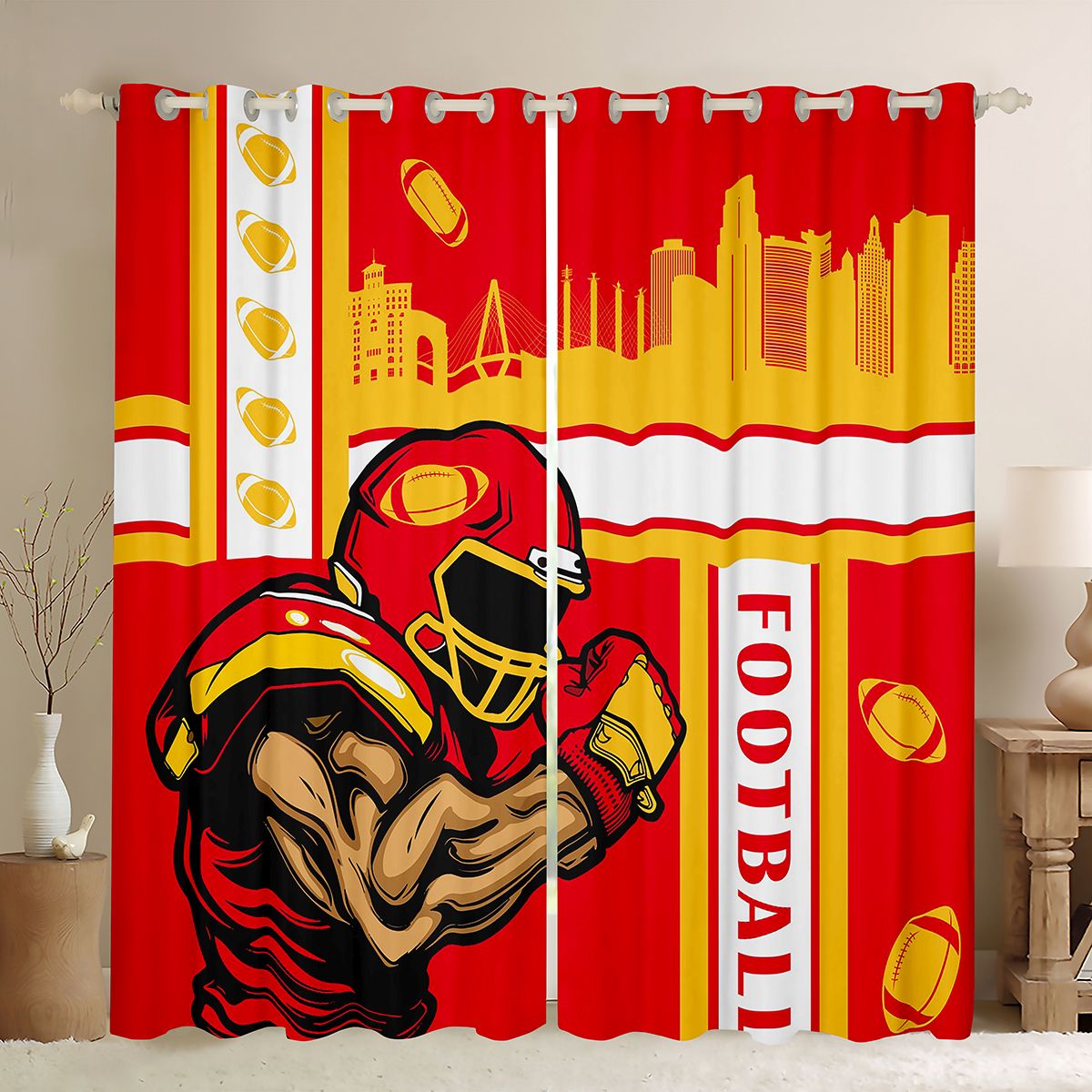 Castle Fairy Football Gamer Blackout Curtains Set of 2 (52x84 Each) for ...