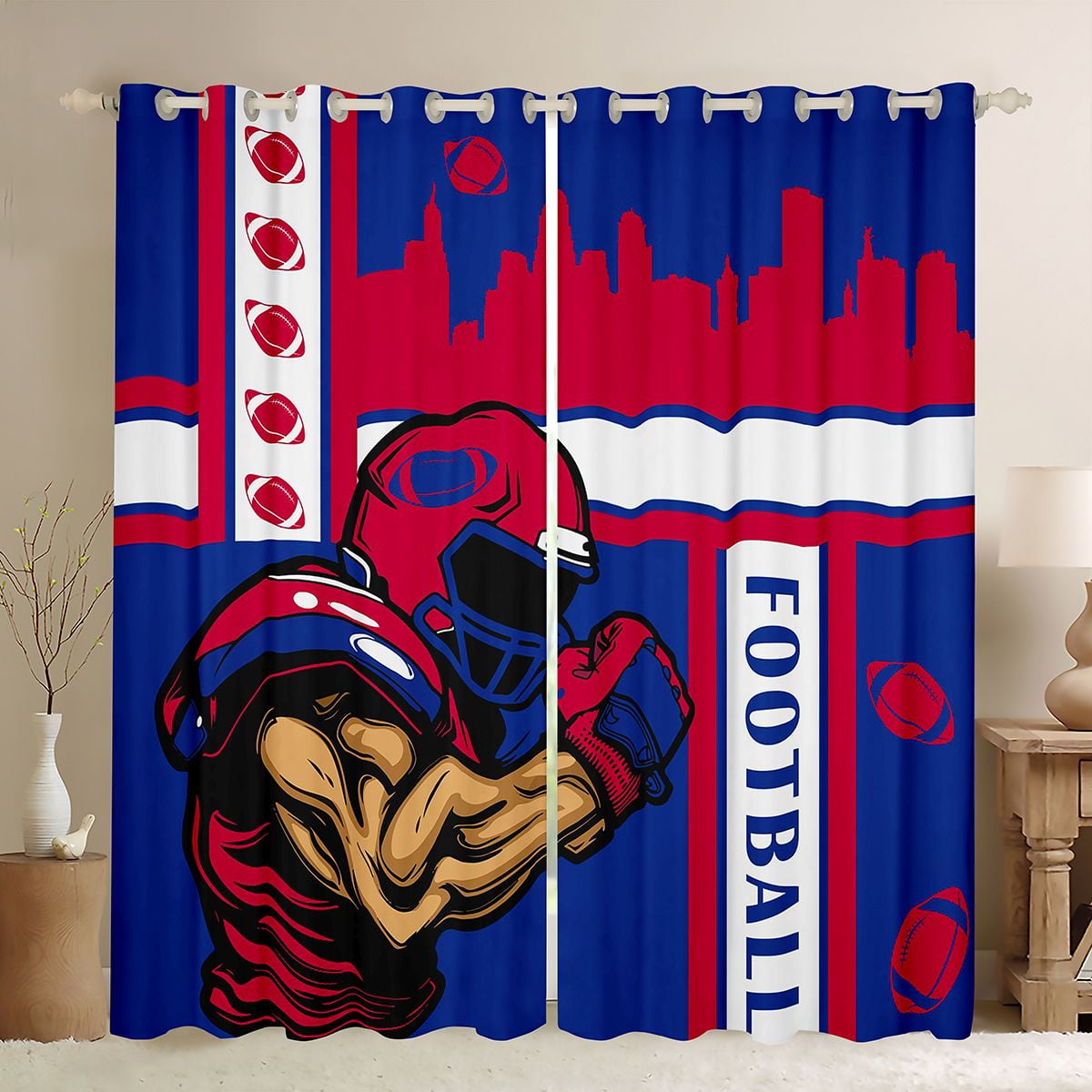 Castle Fairy Football Gamer Curtains Pack of 2 (42x84 Each) for Boys ...