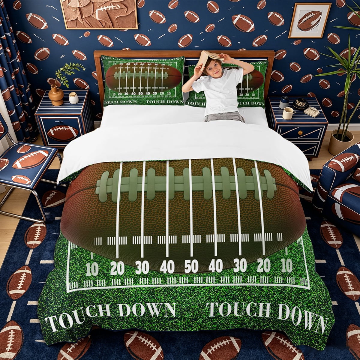 Castle Fairy Football Print Bedding, Sport Ball Game Duvet Cover Full ...