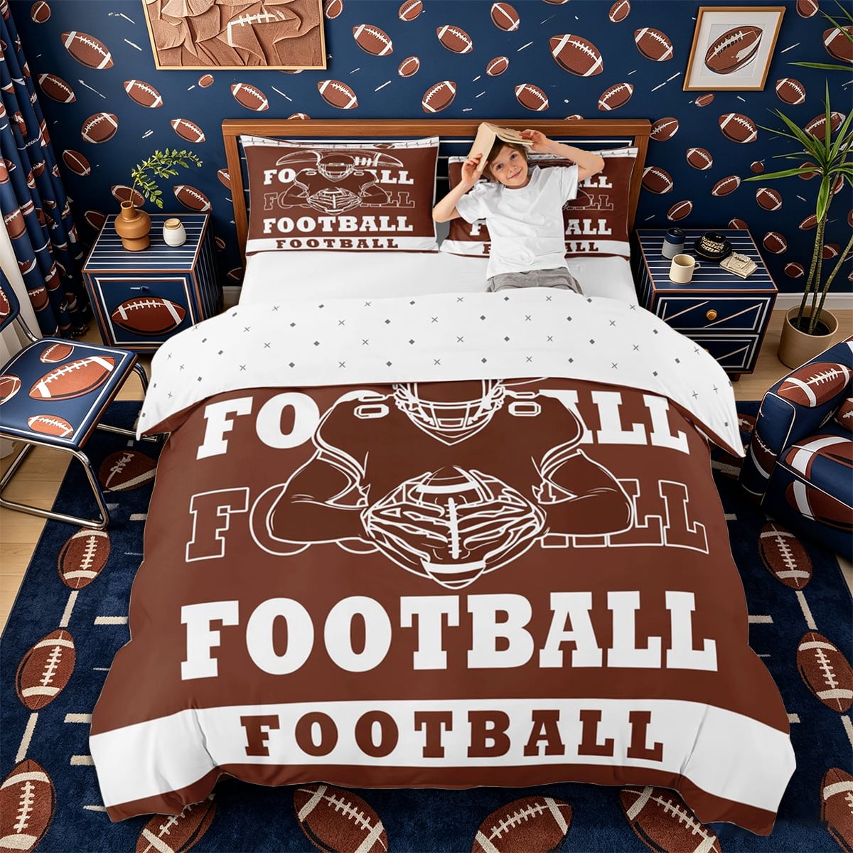 Castle Fairy Football Print Duvet Cover Queen,Sport Theme Queen Bedding ...