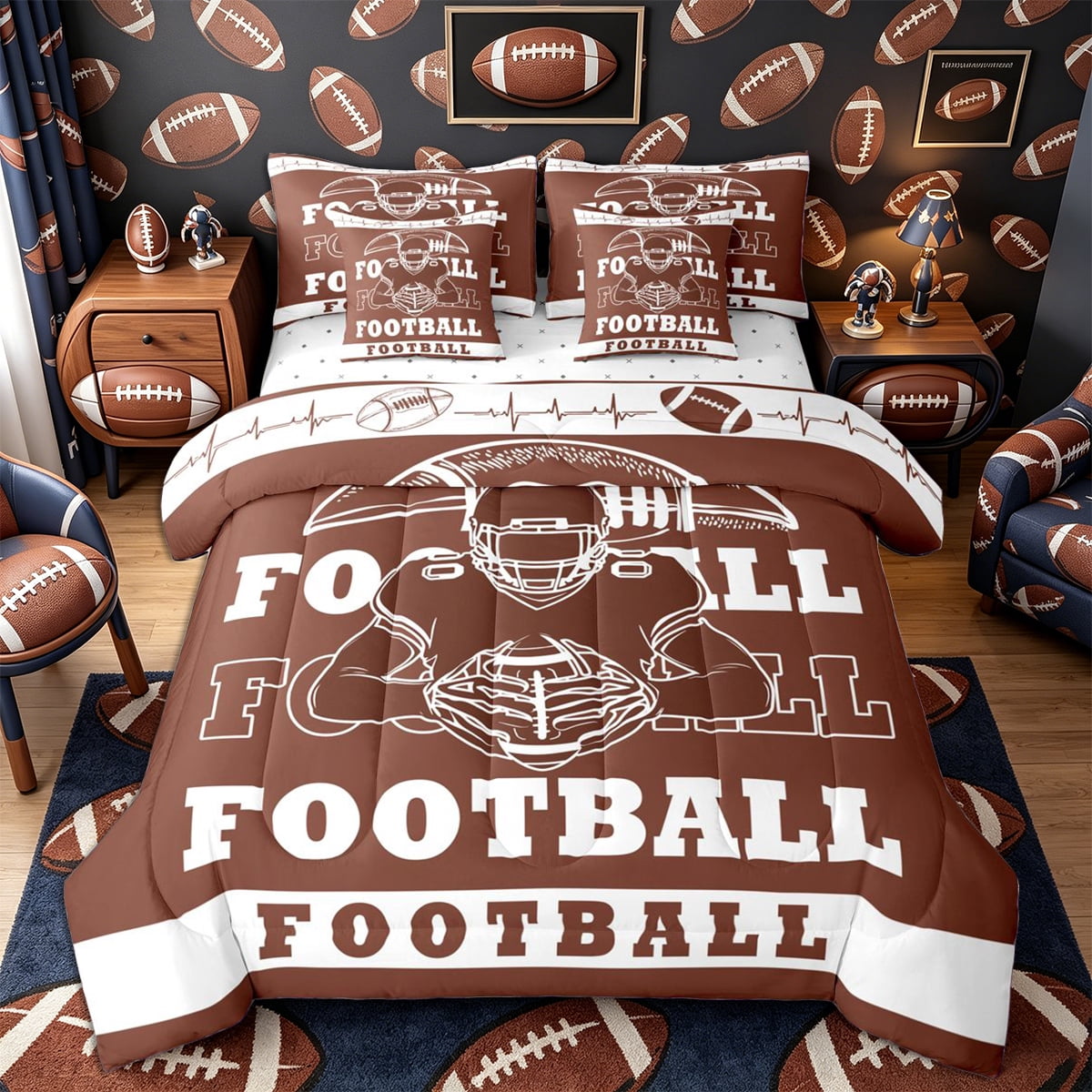 Castle Fairy Football Print Queen Bedding 7pcs,Sport Theme Bedding ...