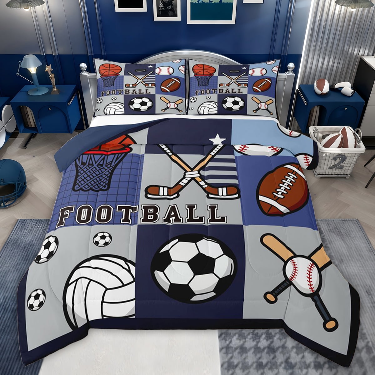 Castle Fairy Football Soccer Baseball Boy Full Size Comforter Sets ...