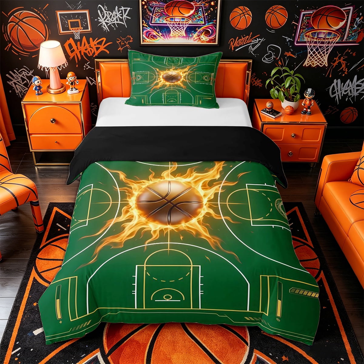 Castle Fairy Futuristic Basketball Court Print Twin Duvet Cover ...