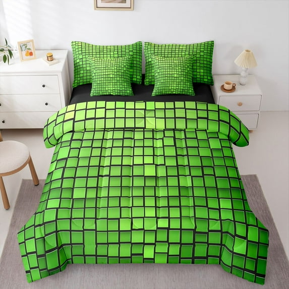 Castle Fairy Futuristic Cubes Boy Twin Bedding Sets,Geometric Plaid ...