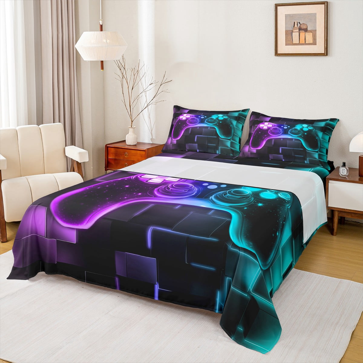 Castle Fairy Galaxy Gamepads 4-Piece Full Size Sheets for Boys,Video ...