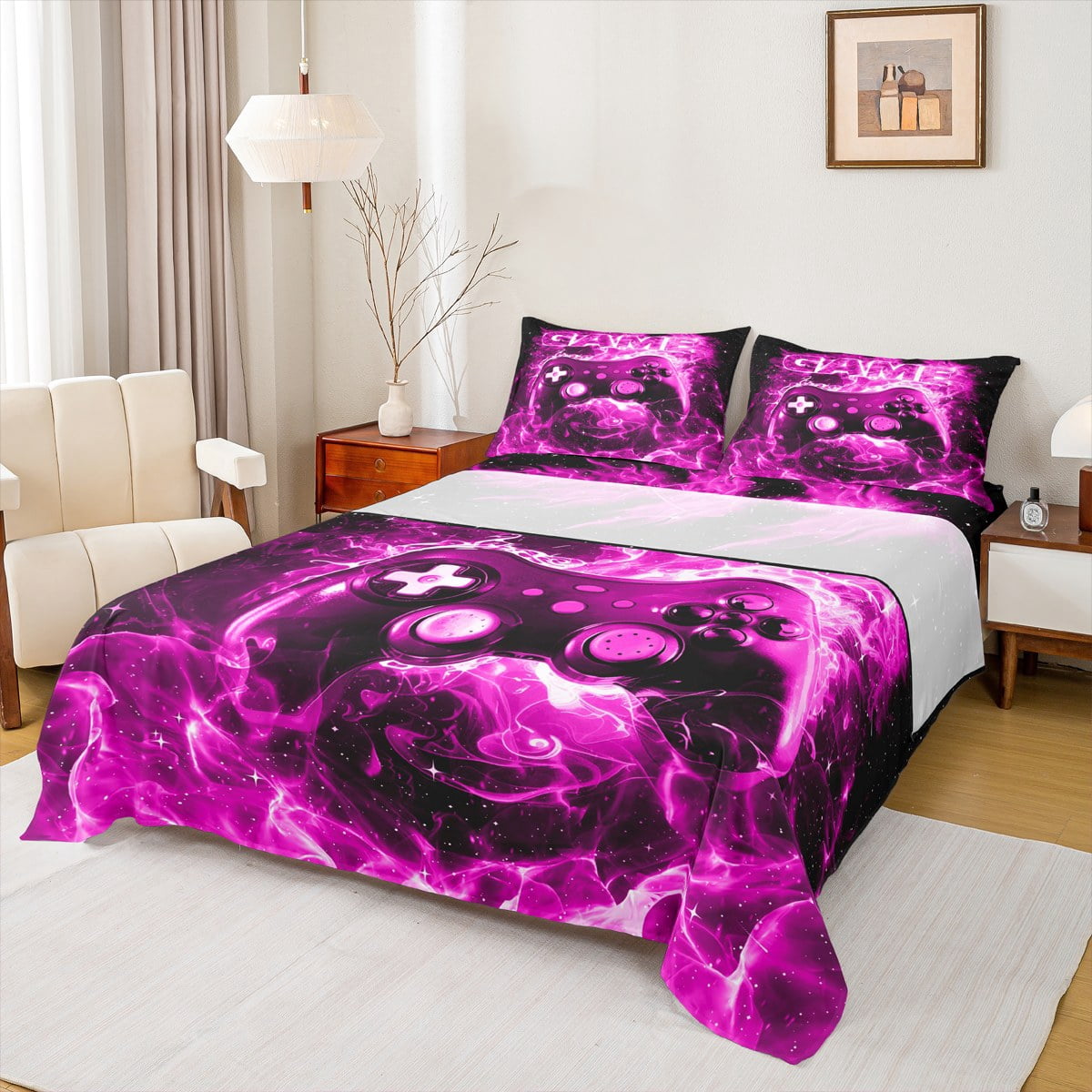 Castle Fairy Galaxy Gamer 4-Piece Full Size Sheets for Teenagers,Black ...