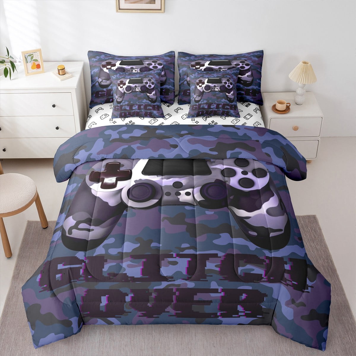 Castle Fairy Game Controller Bedding Comforter Set 7pcs for Teens ...