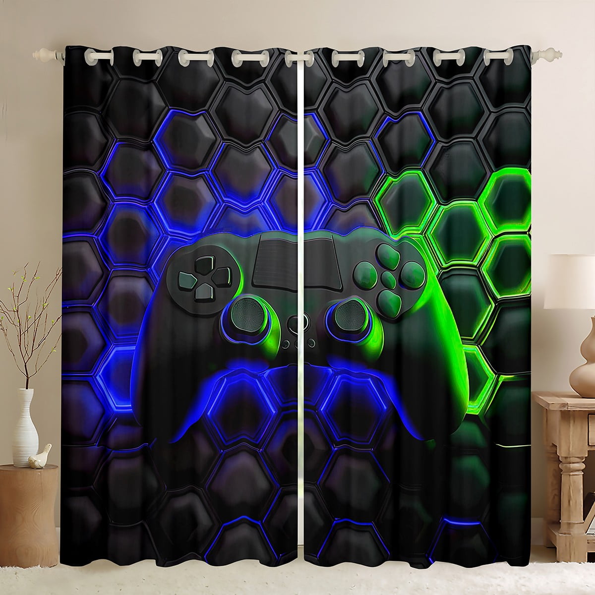 Castle Fairy Gamepads Curtains Pack of 2 (42x84 Each),Video Game ...