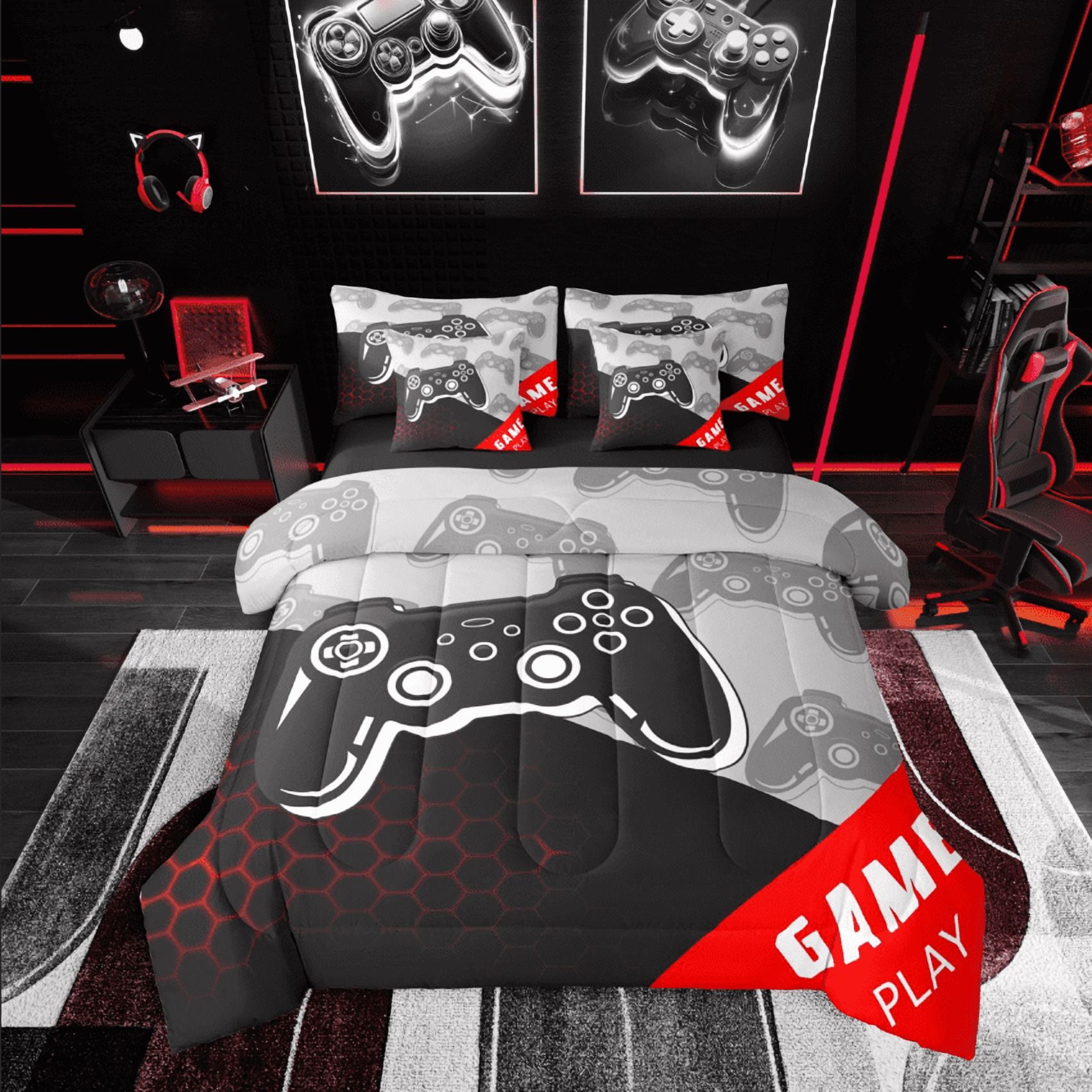 Castle Fairy Gamer Gamepads 7 Pieces Bedding Comforter Set,Geometric ...