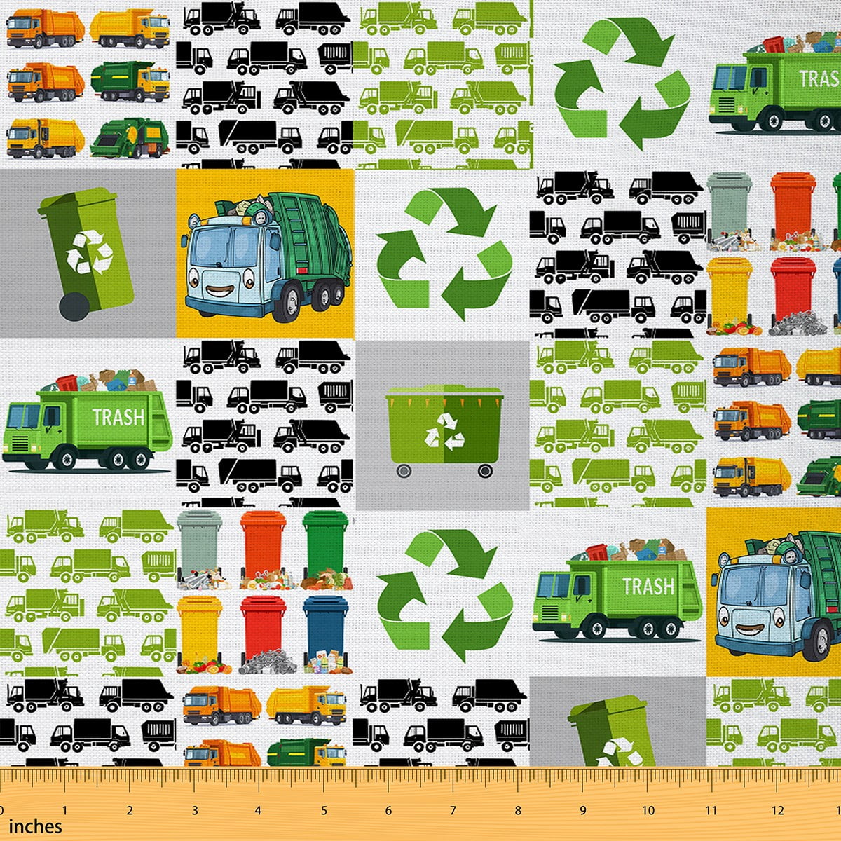 Castle Fairy Garbage Truck Boy Fabric by the Yard 3 Yards,Cartoon Car ...