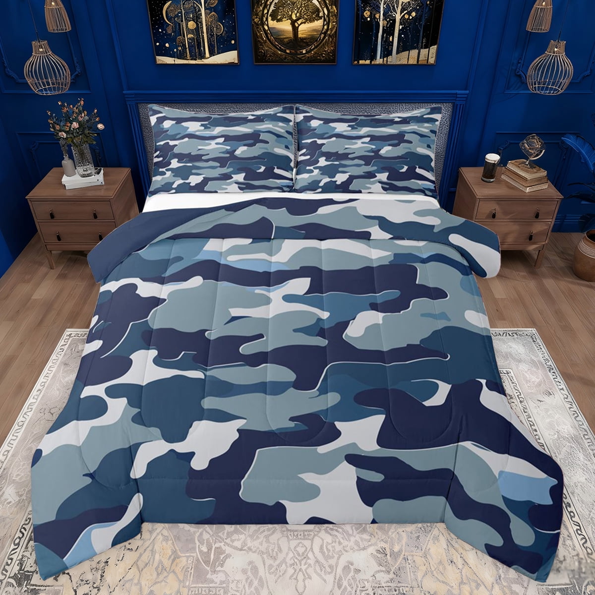Castle Fairy Geometric Camouflage Bedding Comforter Set 2pcs for Adults ...