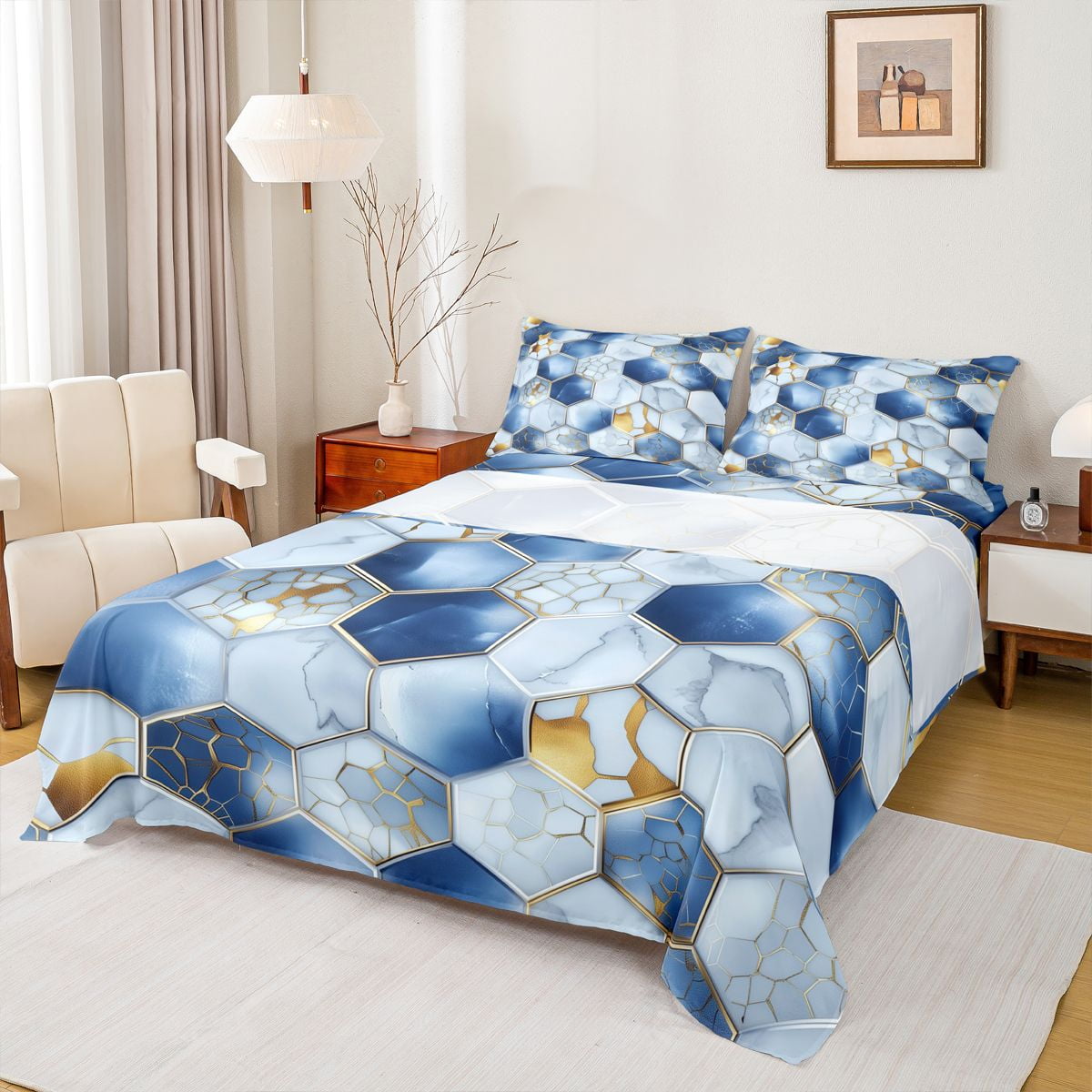 Castle Fairy Geometric Honeycomb Bed Sheets for Boys Girls,Abstract ...