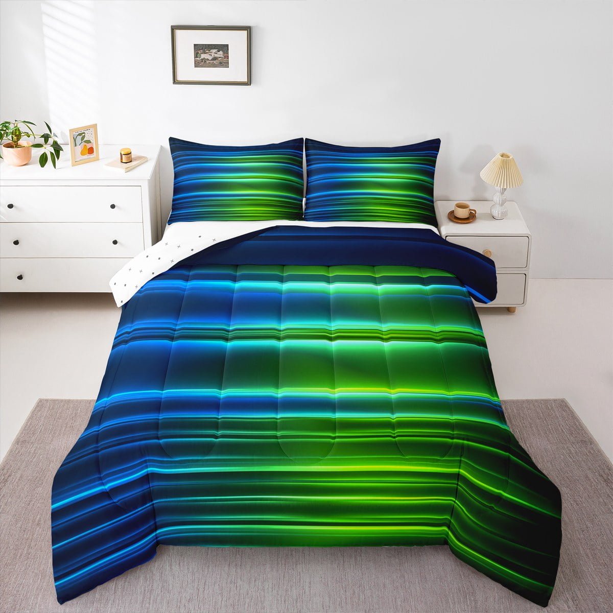 Castle Fairy Geometric Lines Boy 3-Piece Full Size Comforter Sets ...