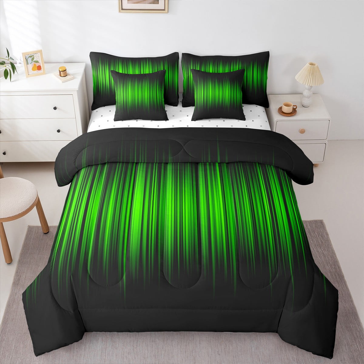 Castle Fairy Geometric Lines Boy 7-Piece Bedding Comforter Set,Abstract ...