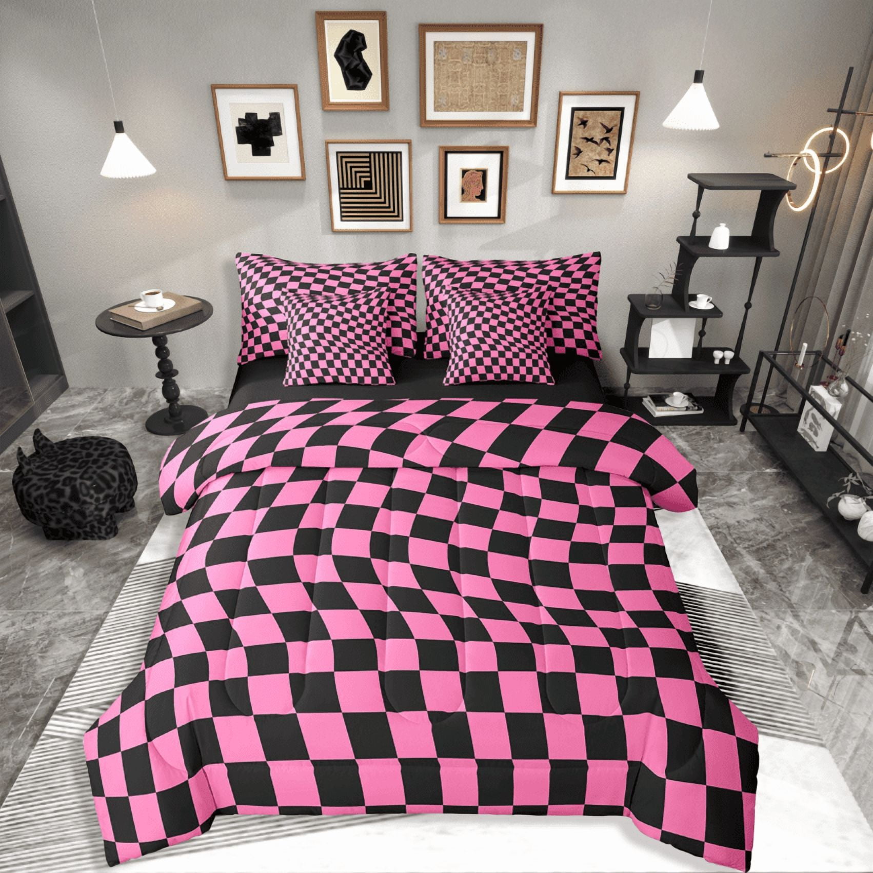 Castle Fairy Geometric Plaid 7pcs Bedding Comforter Set,Abstract ...