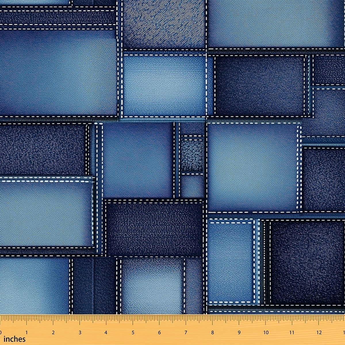 Castle Fairy Geometric Plaid Fabric by the Yard 2 Yard,Abstract Denim ...