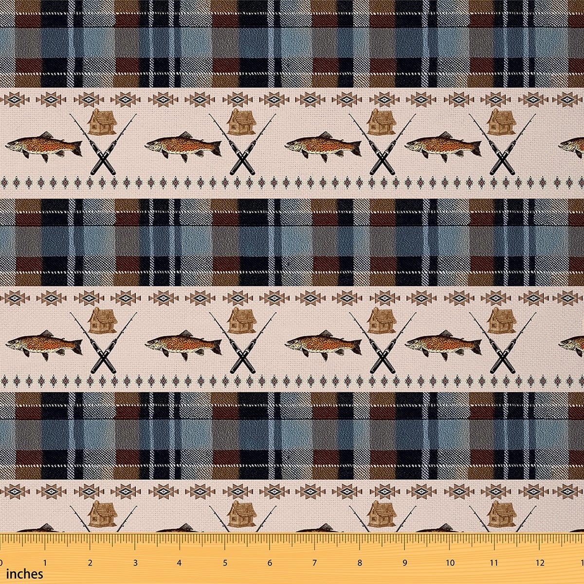 Castle Fairy Geometric Plaid Fabric by the Yard 2 Yard,Fishing Hunting ...