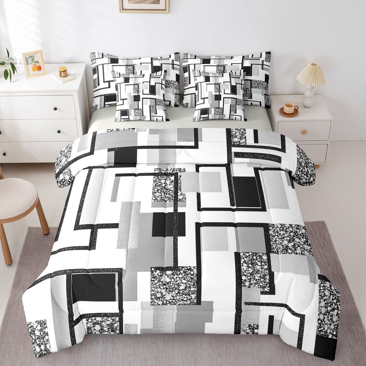 Castle Fairy Geometric Rectangle Bedding Comforter Set,Geometric Queen ...
