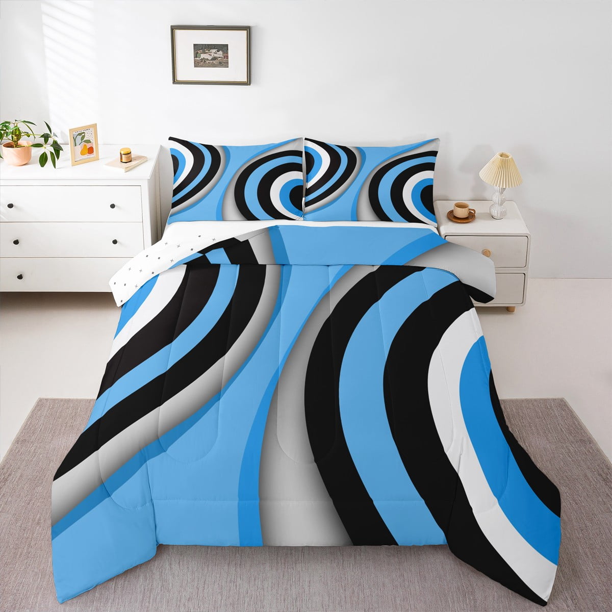 Castle Fairy Geometric Stripes 2pcs Bedding Comforter Set,Abstract ...