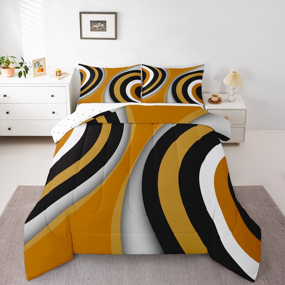 Castle Fairy Geometric Stripes 3-Piece Full Size Comforter Sets ...