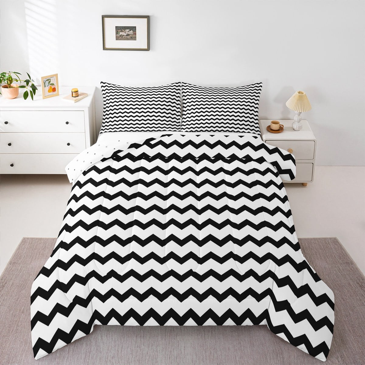 Castle Fairy Geometric Stripes 3 Pieces Queen Comforter Set,Abstract ...