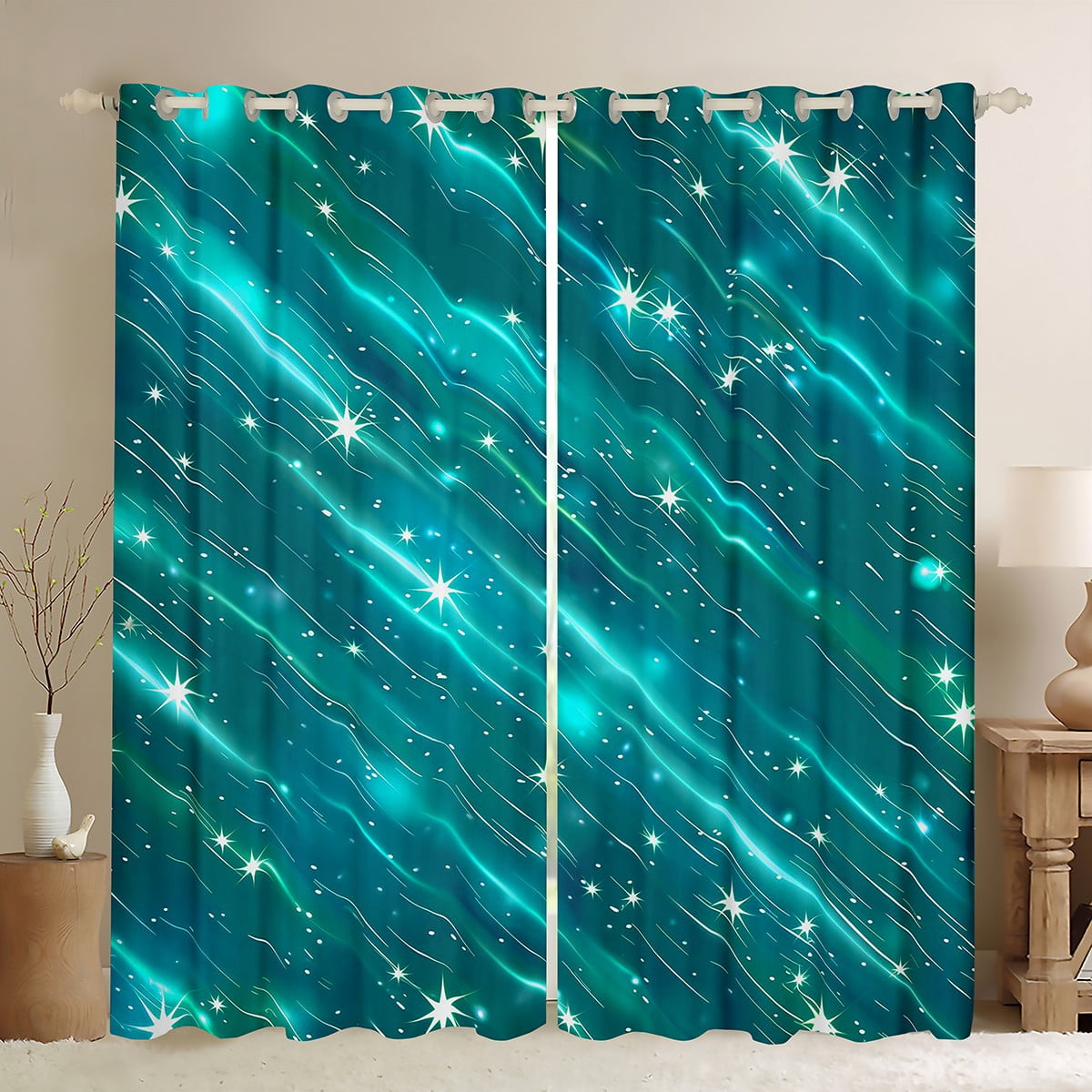 Castle Fairy Geometric Stripes Black Out Curtains,Bling Glitter ...