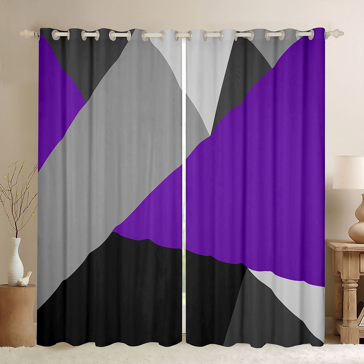Castle Fairy Geometric Triangle Curtains Pack of 2 (42x84 Each),Vintage ...