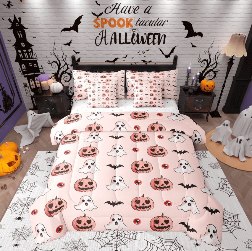 Castle Fairy Ghost Pumpkin 7-Piece Twin Bedding Sets,Spooky Animal ...