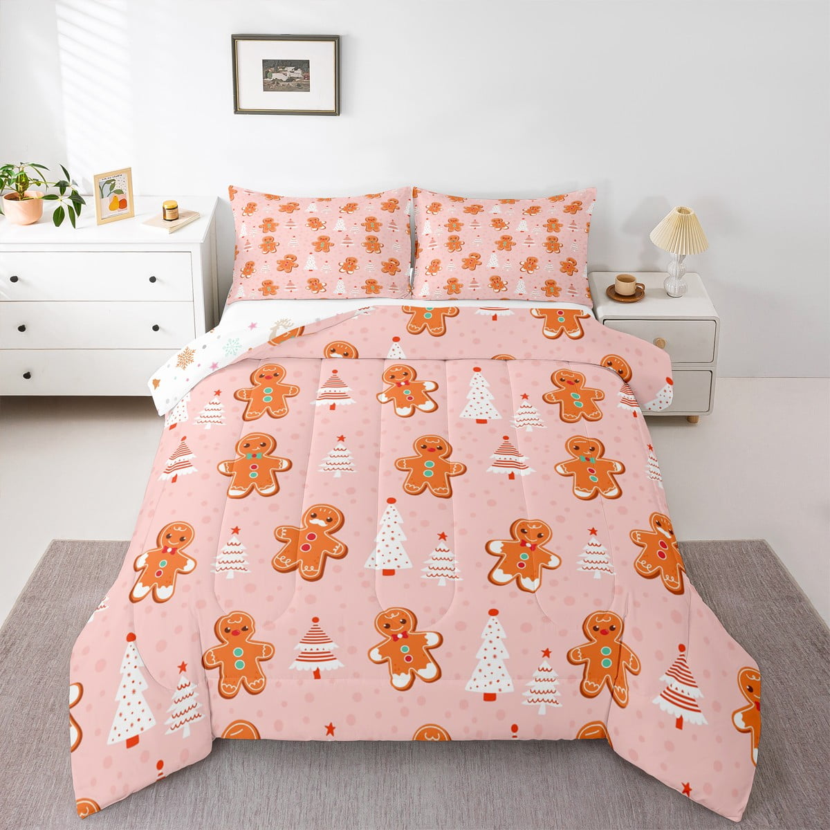Castle Fairy Gingerbread Man 2pcs Bedding Comforter Set,Christmas Tree ...
