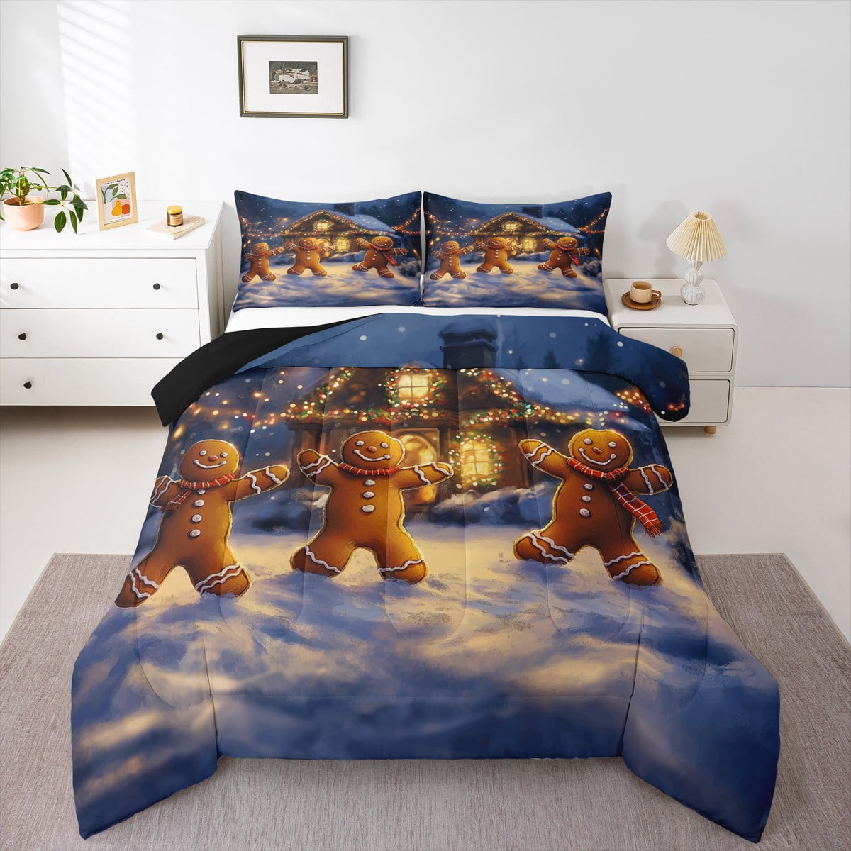 Castle Fairy Gingerbread Man 2pcs Bedding Comforter Set,Rustic Cabin ...