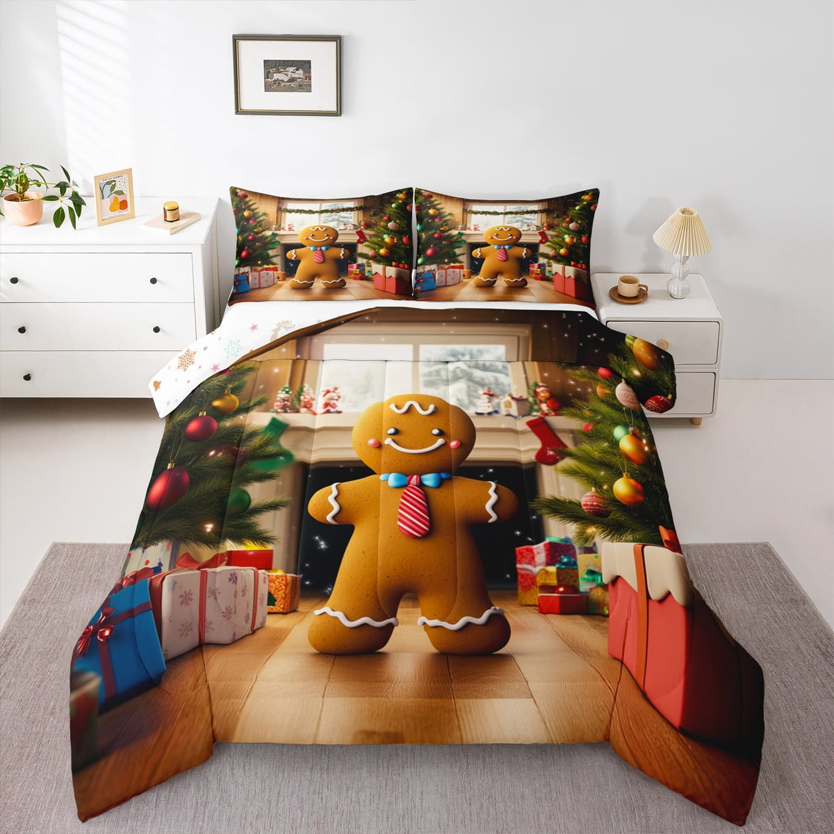 Castle Fairy Gingerbread Man 3 Pieces Queen Comforter Set for Teens ...