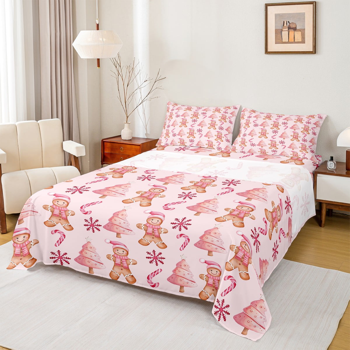 Castle Fairy Gingerbread Man Candy Cane 4 Pieces Queen Sheet Sets for ...