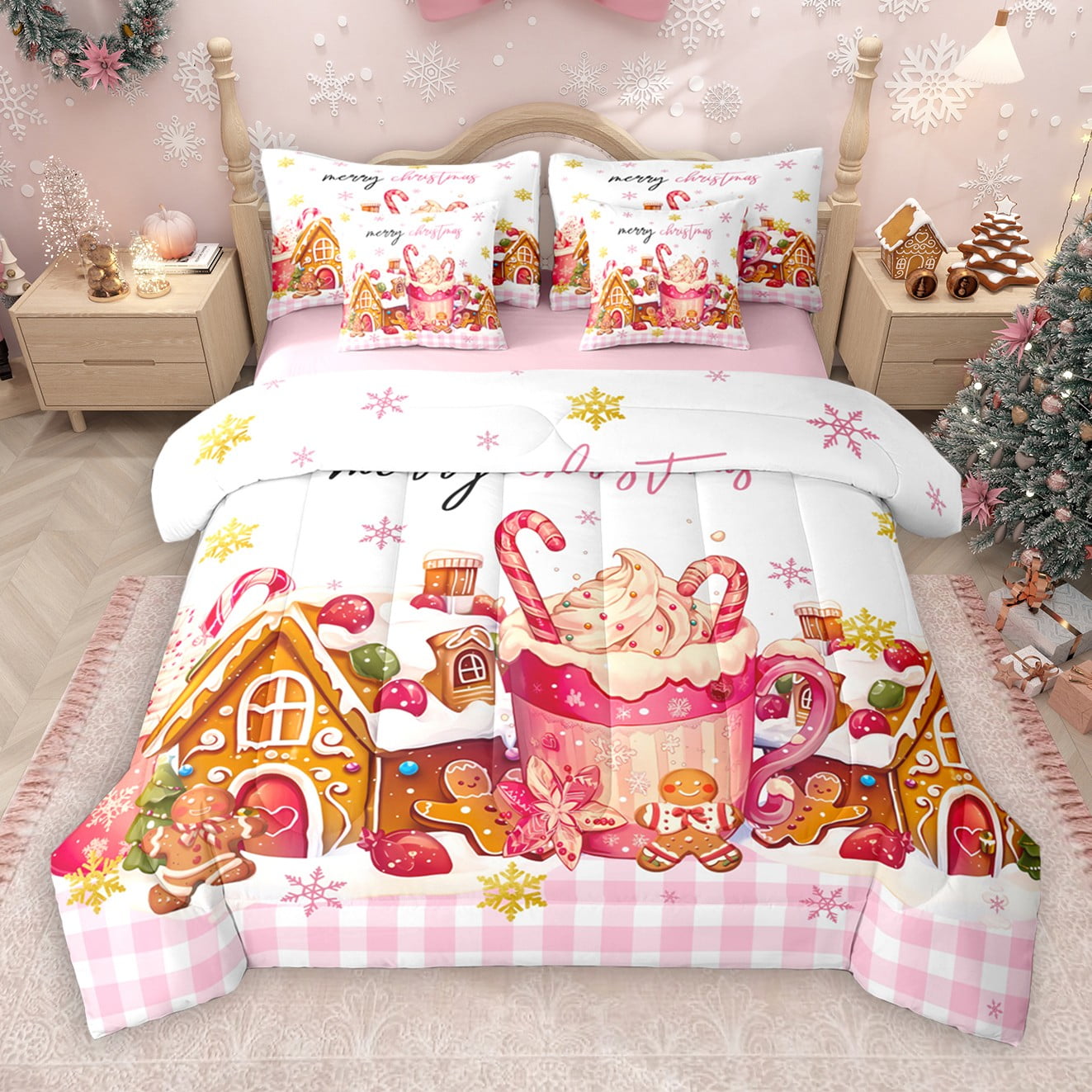 Castle Fairy 7-Piece Gingerbread Snowflake Full Bedding Comforter Set ...