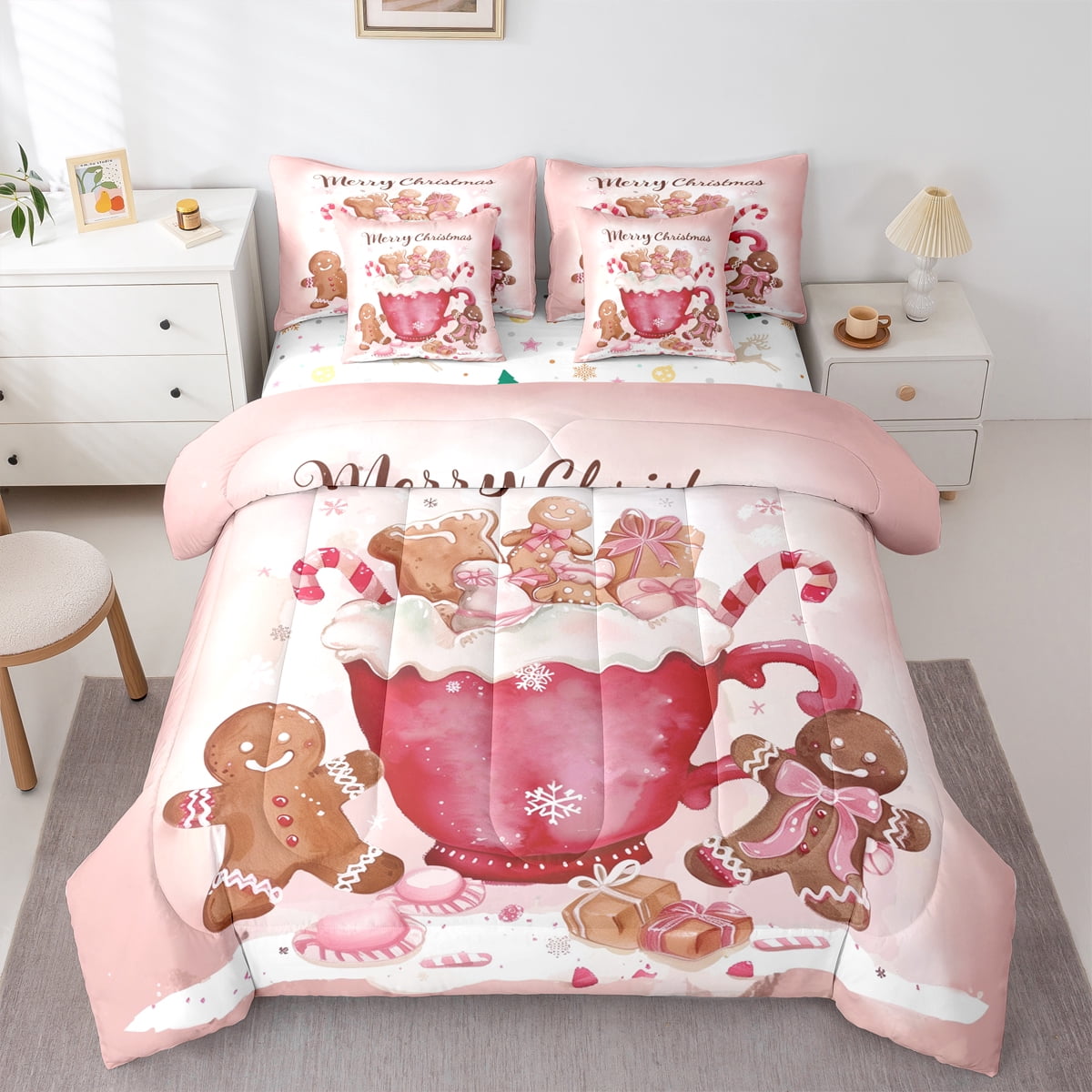 Castle Fairy Gingerbread Man Candy Cane 7Pcs Bedding Comforter Set for ...
