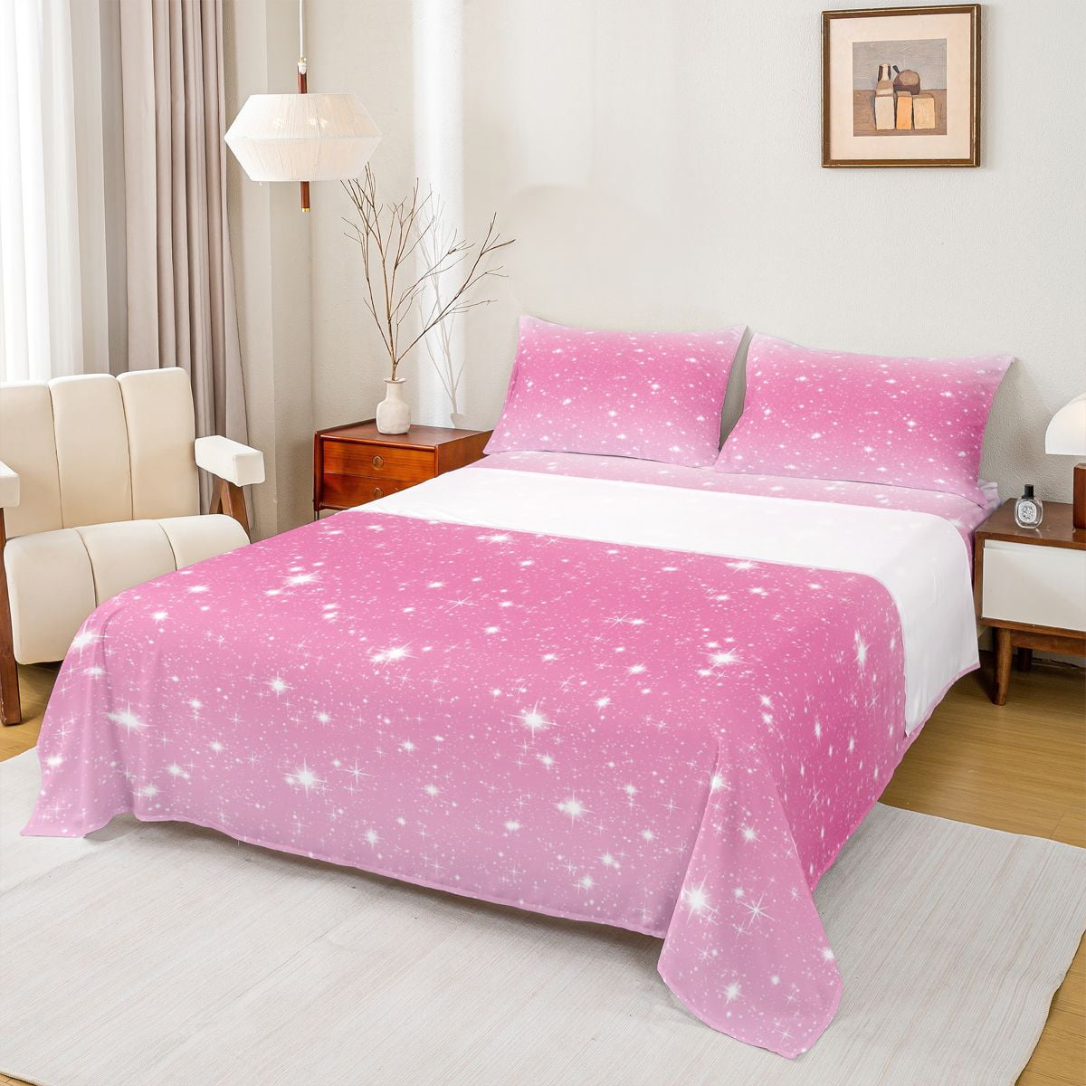 Castle Fairy Girls Black Blue Glitter Print Queen Sheet Sets,Abstract ...