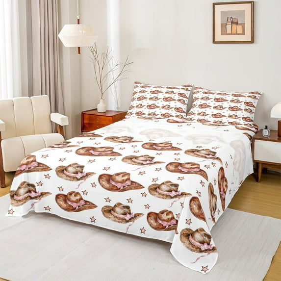 Castle Fairy Girls Cowgirl Bow Hats Twin Sheet Sets,Stars Print Bedding ...