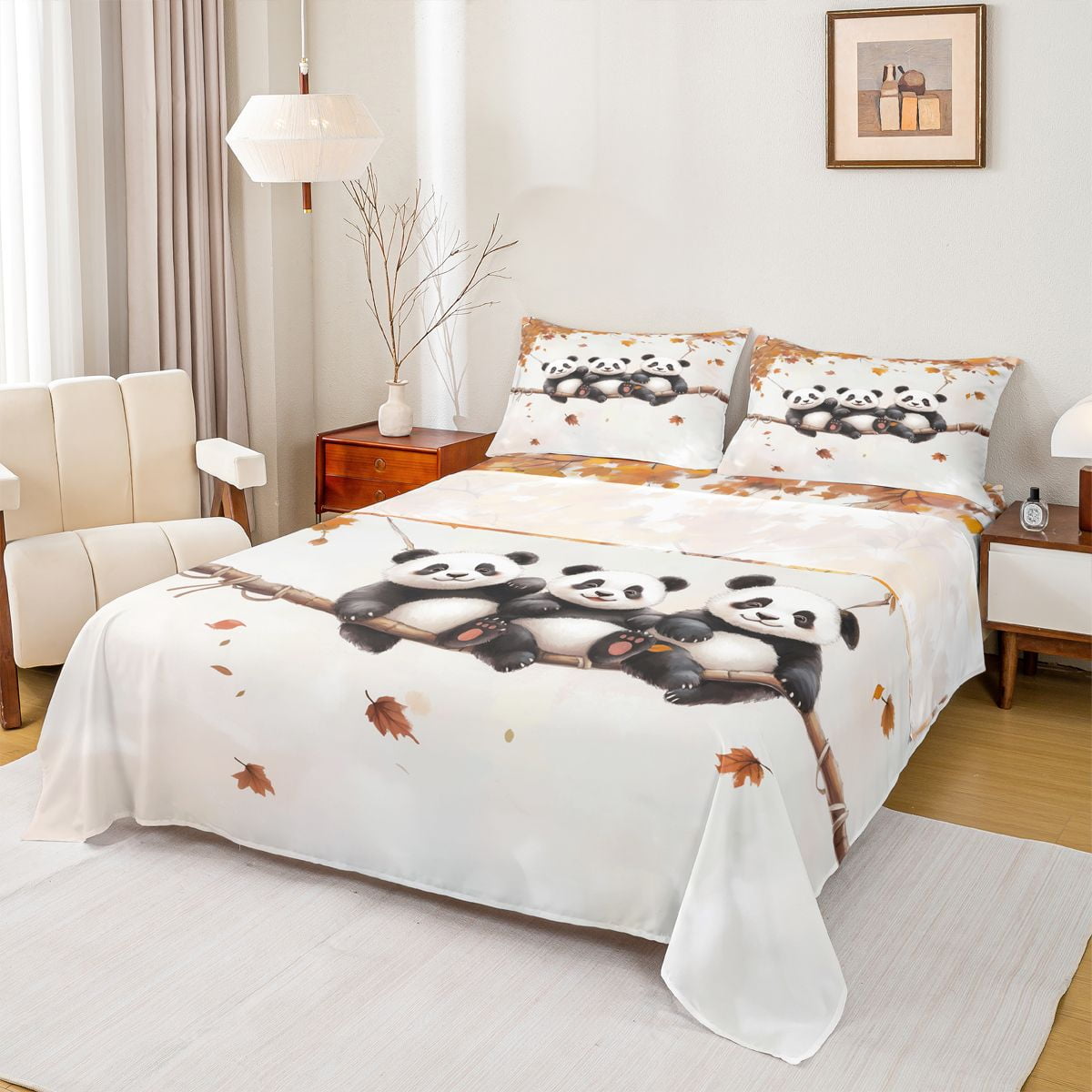 Castle Fairy Girls Kawaii Animal Panda Queen Sheet Sets,Fall Tree ...