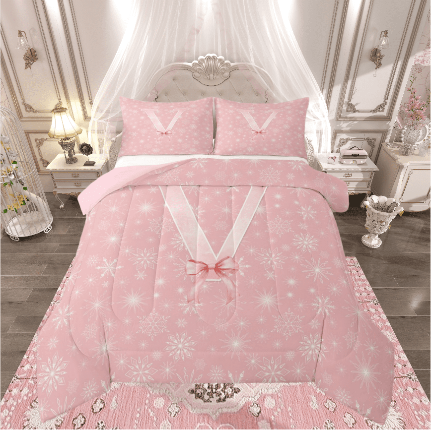 Castle Fairy Girls Monogrammed Letter 3-Piece Full Size Comforter Sets ...