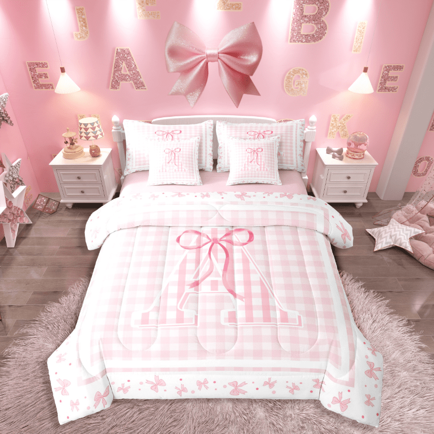 Castle Fairy Girls Monogrammed Letter 7-Piece Twin Bedding Sets ...