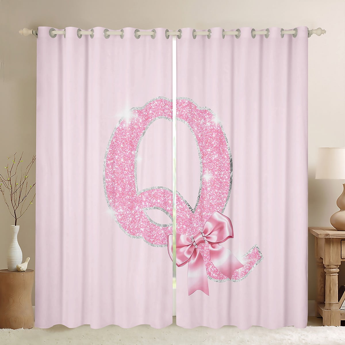 Castle Fairy Girls Monogrammed Letter Curtains Pack of 2 (42x84 Each ...