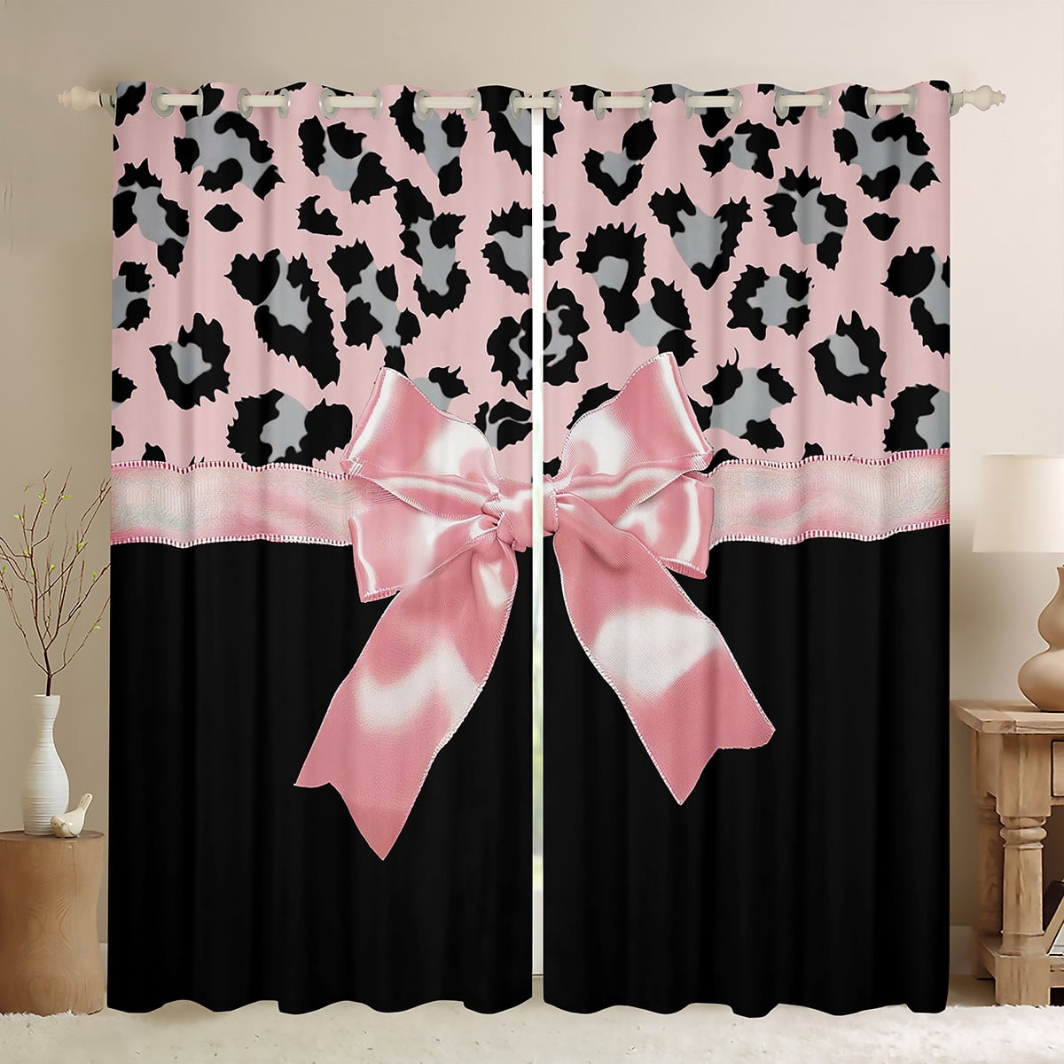 Castle Fairy Girls Pink Ribbon Bow Knot Black Out Curtains,Old Fashion ...