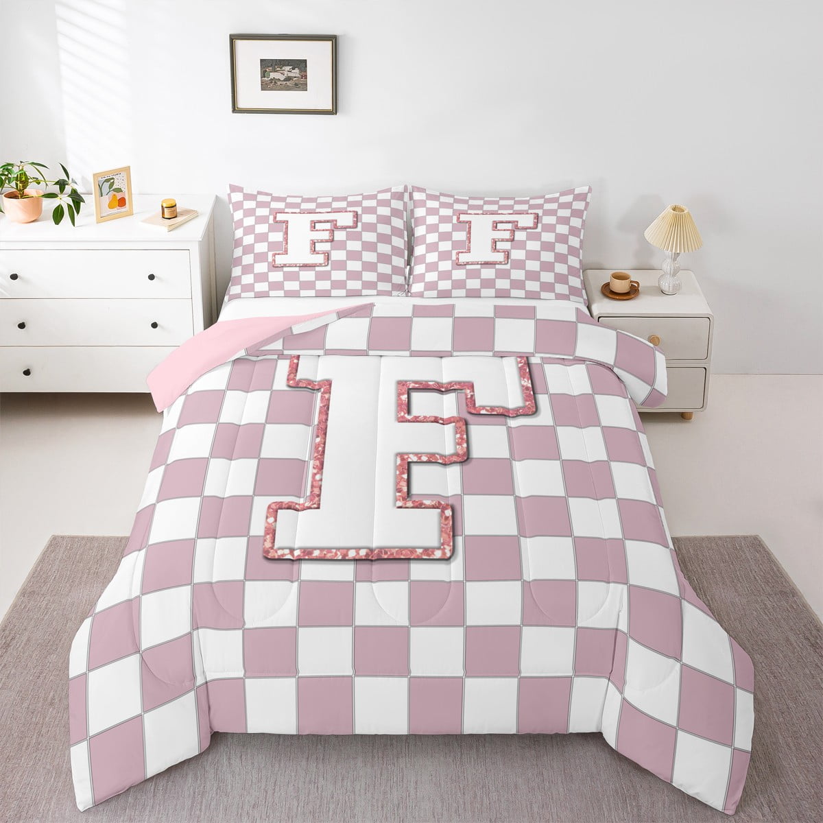 Castle Fairy Glitter Alphabet F Girl 3 Pieces Queen Comforter Set ...
